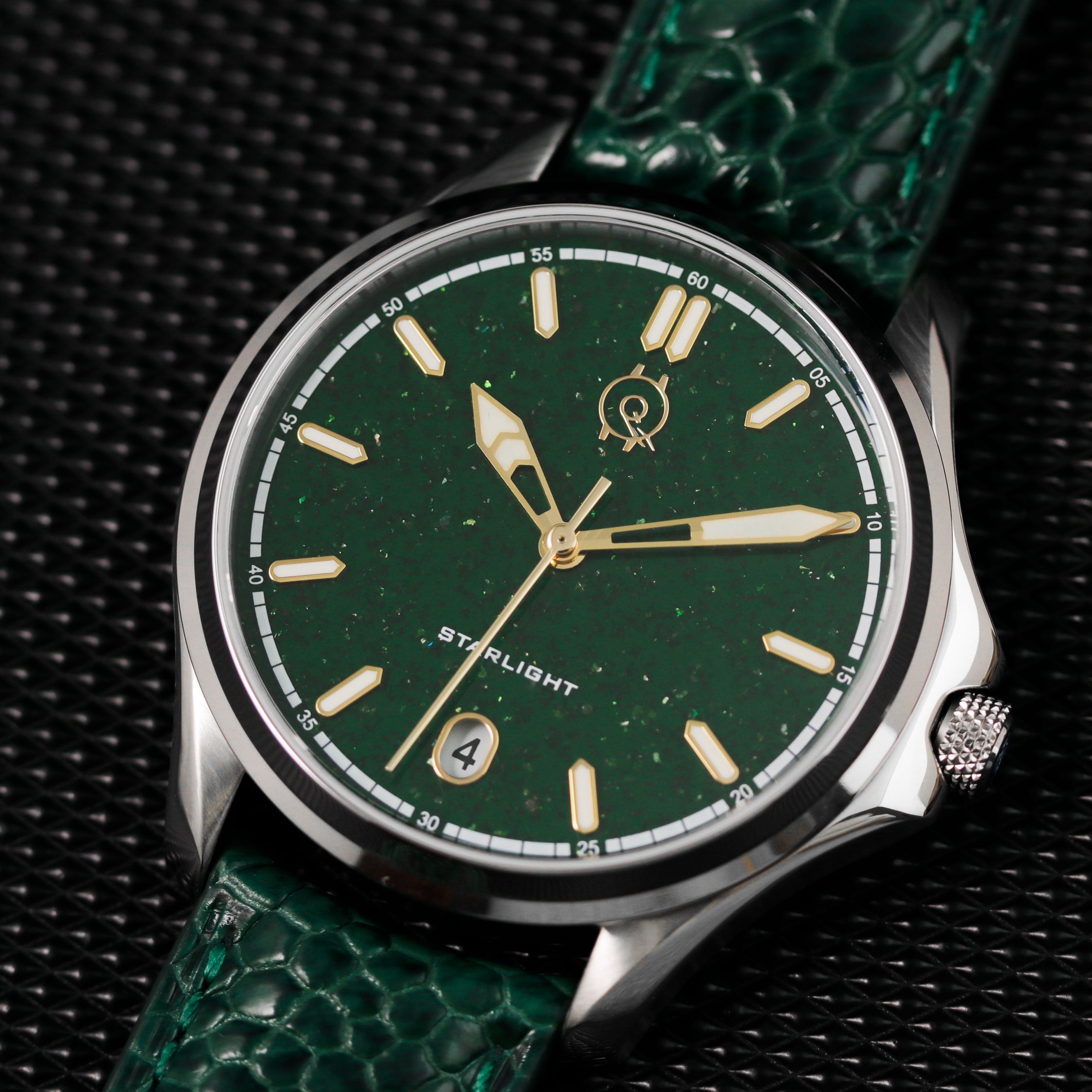 Starlight V2 Automatic Emerald Green Aventurine – Quasar Watches